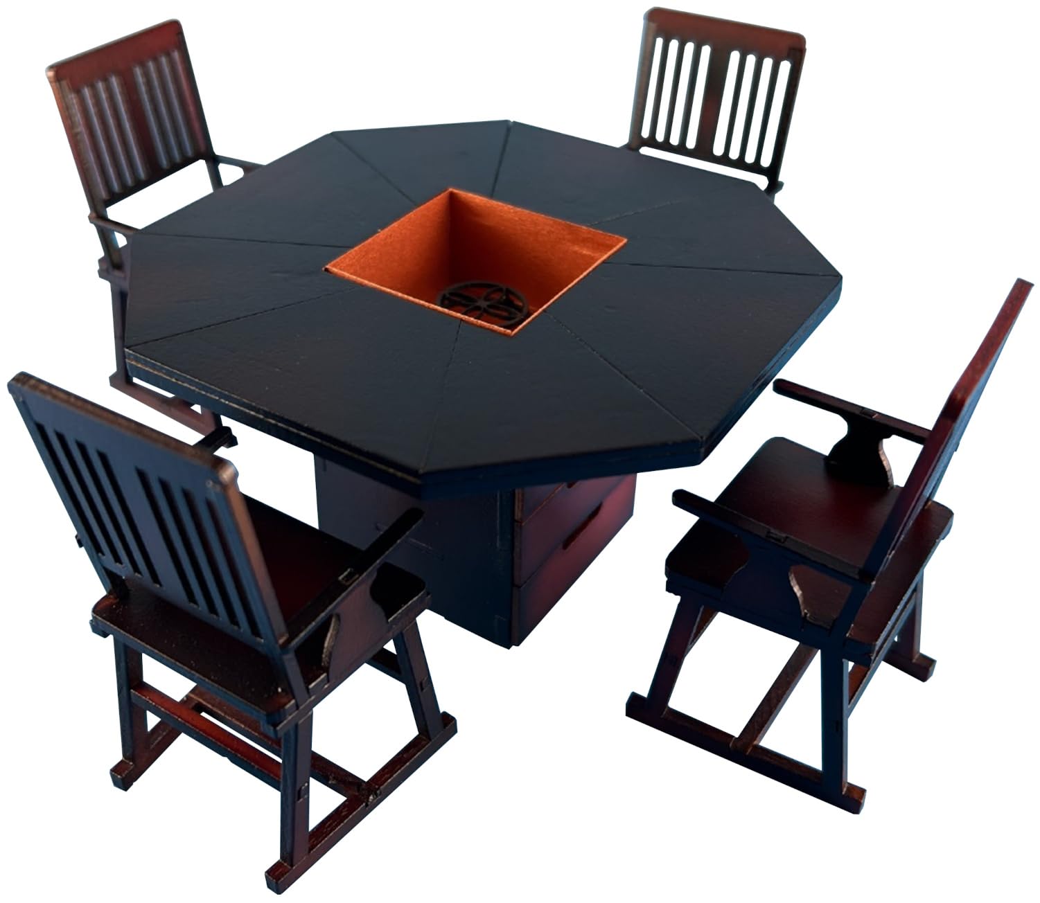 Cobaanii Mokei 1/12 Scale Octagon Table and Chairs Set with Irori Wz-0