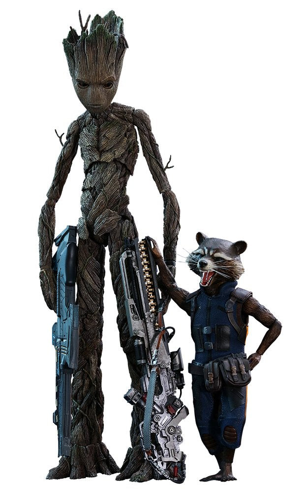 Hot Toys Movie Masterpiece 1/6 Scale Groot & Rocket Figure Avengers In