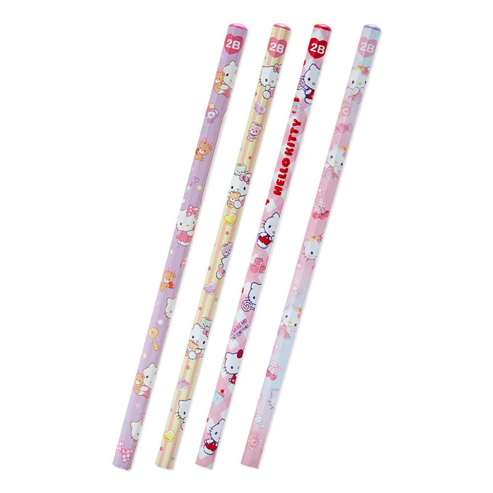 Sanrio Hello Kitty 2B Pencil Set of 4 for School and Office Use