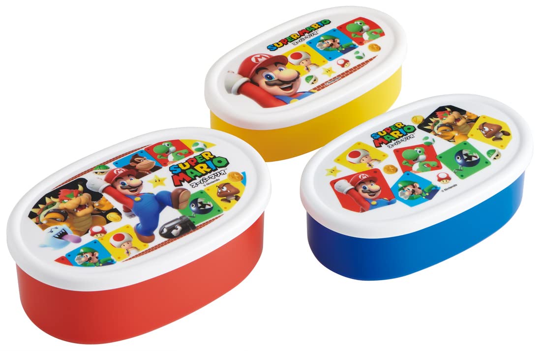 Skater Super Mario 23 Set of 3 Lunch Box - 860ml Sealable Storage Cont