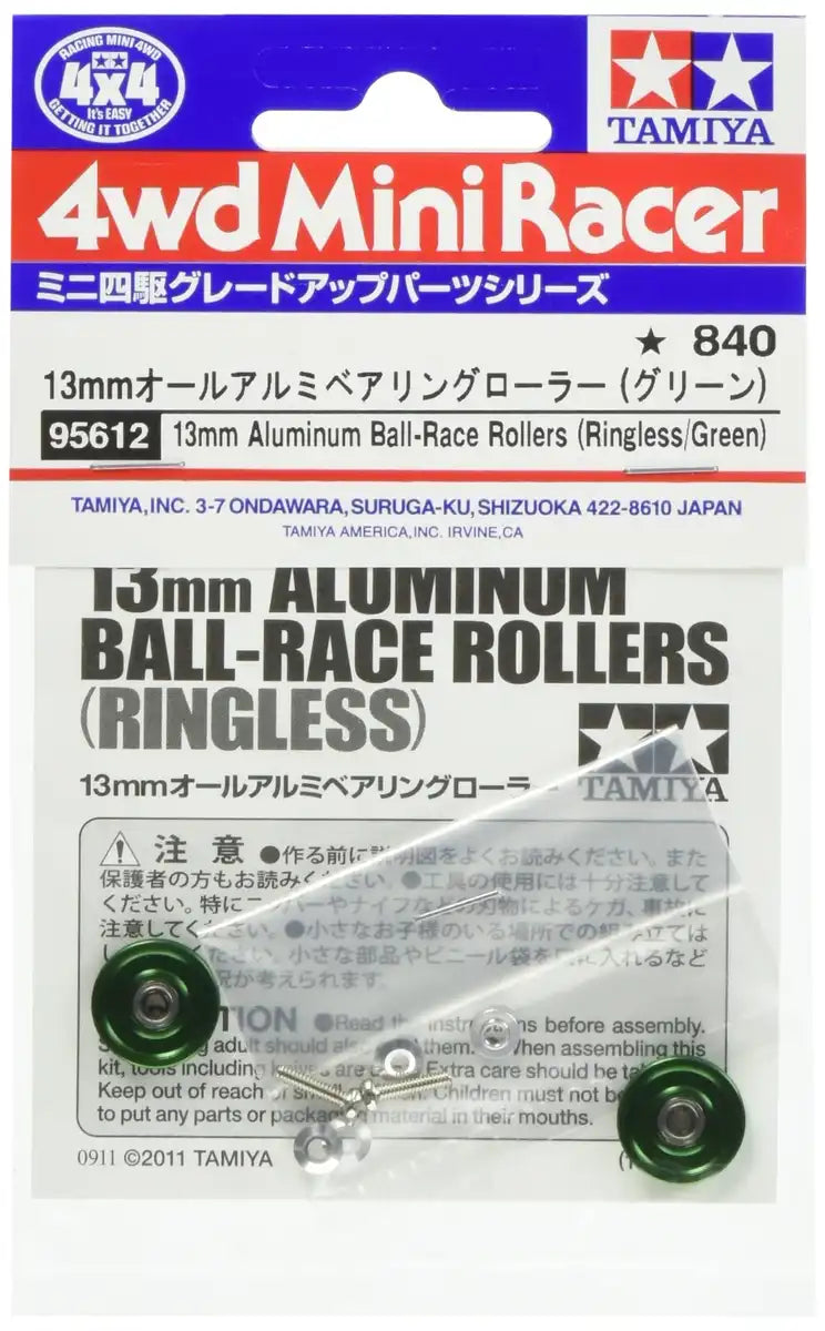 TAMIYA 95612 Mini 4Wd 13Mm Aluminum Ball-Race Rollers Ringless/Green