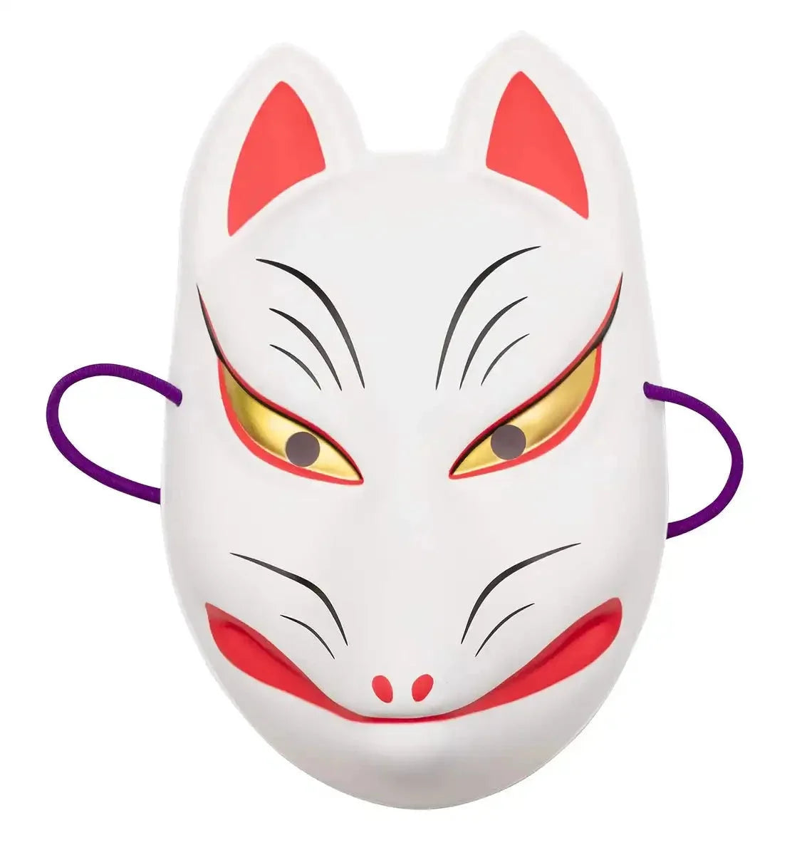 Party City Japanese-Style Folk Art Mask Tenko Celestial Fox White/Red