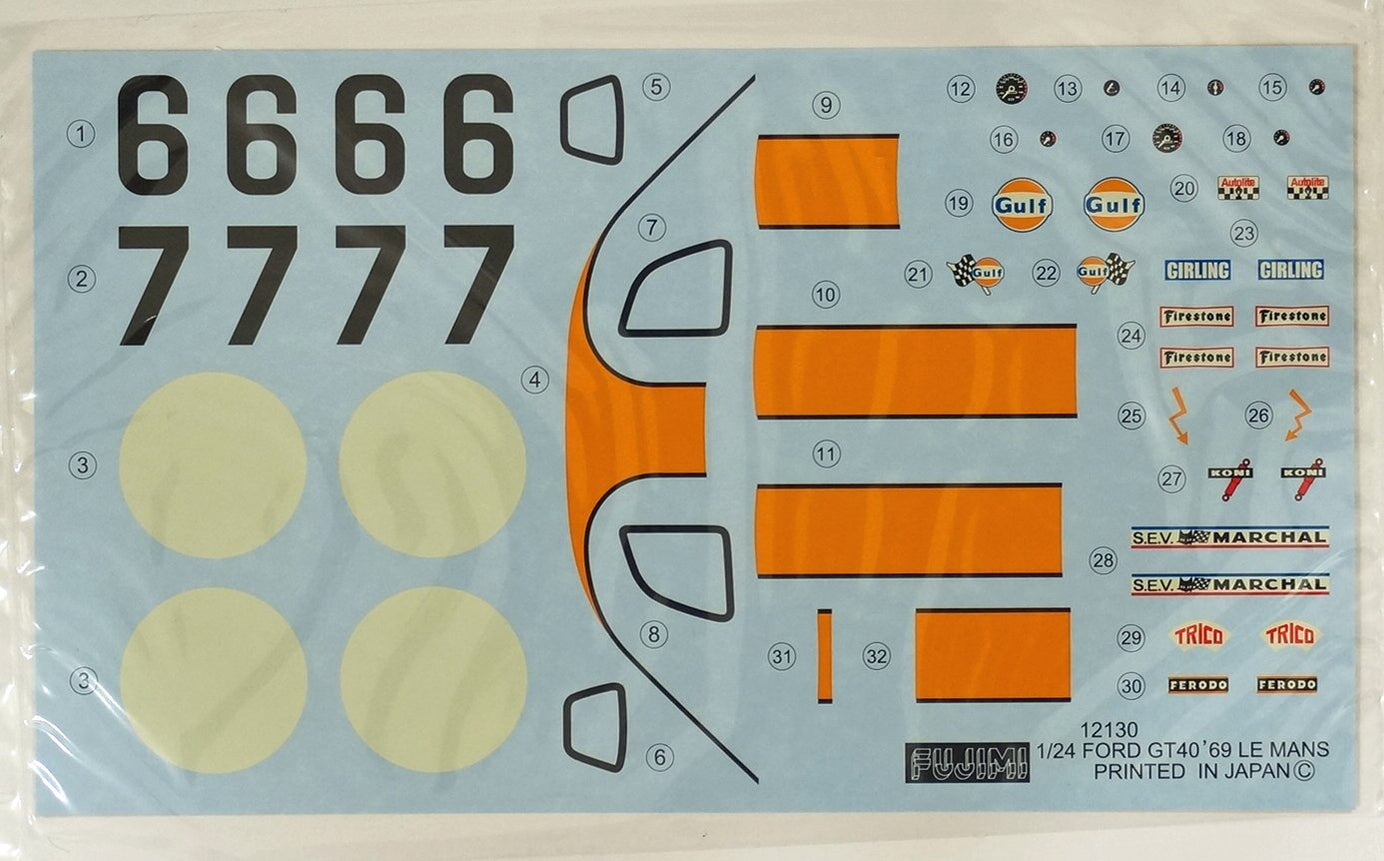 FUJIMI Hr12 Ford Gt40 P1075 1969 Le Mans Winner 1/24 Scale Kit